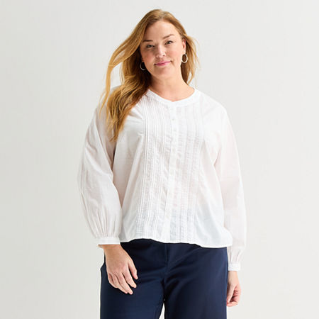 Click here for Liz Claiborne Womens Plus Crew Neck Long Sleeve Bl... prices