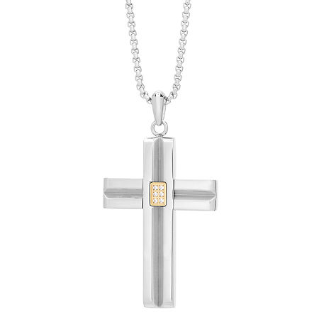 Click here for Mens Cubic Zirconia Stainless Steel Cross 24 Inch... prices