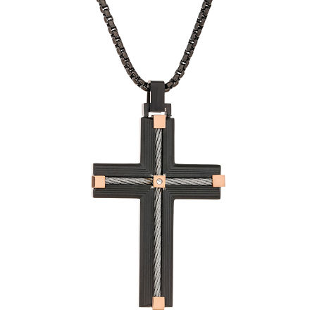 Click here for Mens Cubic Zirconia Stainless Steel Cross 24 Inch... prices