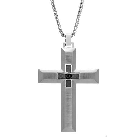 Click here for Mens Stainless Steel Cross 24 Inch Pendant Necklac... prices