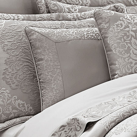 J Queen New York La Scala Decorative Pillow  18 x 18 - Silver