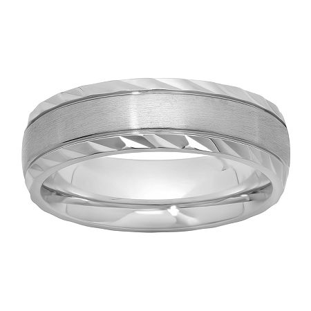 Click here for Stainless Steel Diamond-Cut Ring - Mens Band  14... prices