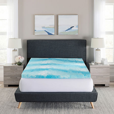 Closeout! ProSleep Cooling Gel Swirl 3 Memory Foam Mattress Topper  California King - White  Blue