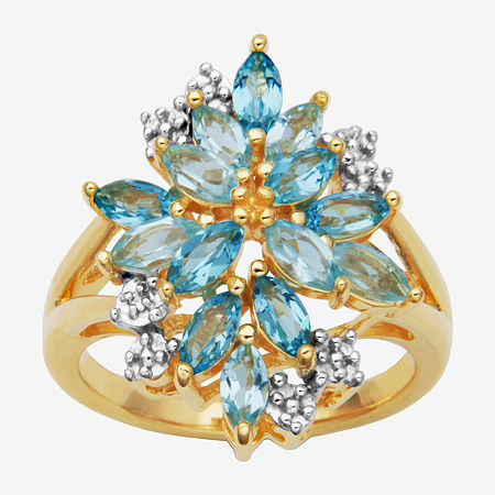 Click here for Womens Genuine Blue Topaz 18K Gold Over Silver Flo... prices