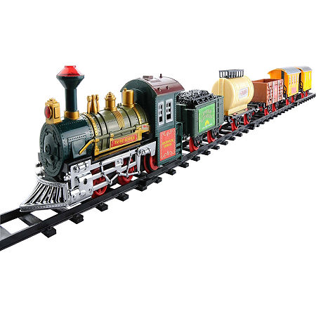Northlight 18-Piece Battery Operated Lighted and Animated Continental Express Train Set with Sound - Red