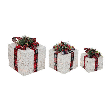 Click here for Northlight Set Of 3 Lighted Red Plaid Gift Boxes O... prices