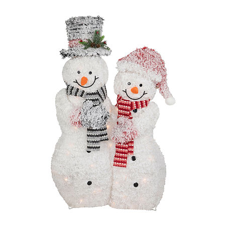 Click here for Northlight 39in Lighted Snowy Tinsel Snowman Coupl... prices