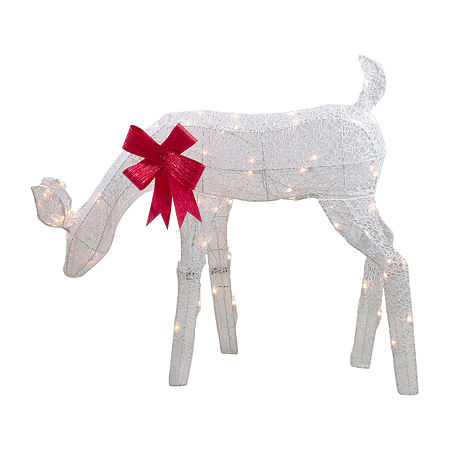 Click here for Northlight 37in Lighted White Mesh Feeding Doe Cle... prices