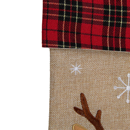 Click here for Northlight 19in Burlap Plaid Whimsical Reindeer Wa... prices