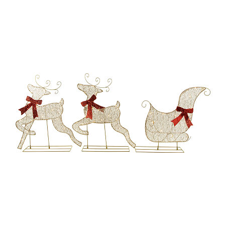 Click here for Northlight 3pc Led Lighted Reindeer And Sleigh Chr... prices