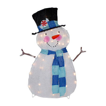 Click here for Northlight 32in Lighted White And Blue Chenille Sn... prices