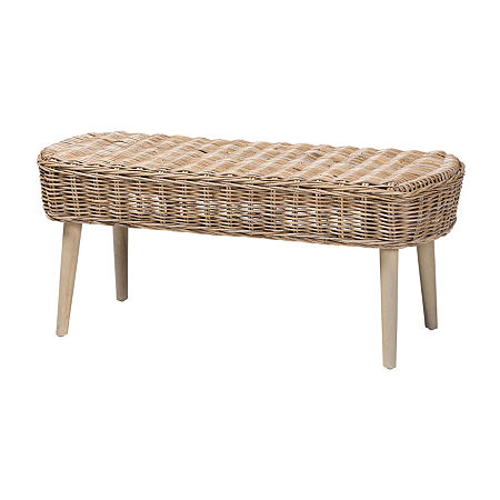 Click here for Raisa Rattan Bench  One Size  Gray prices