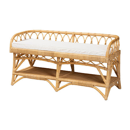 Click here for Leryn Rattan Bench  One Size  White prices