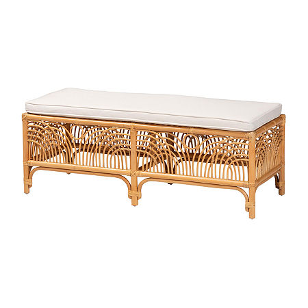 Click here for Materra Rattan Bench  One Size  White prices