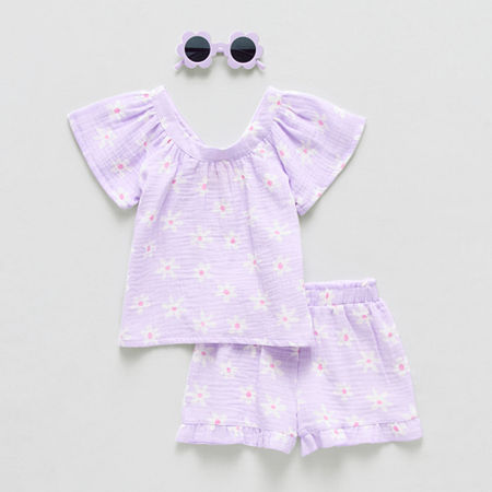 Click here for Btween Toddler Girls 3-pc. Short Set  4t  Purple prices