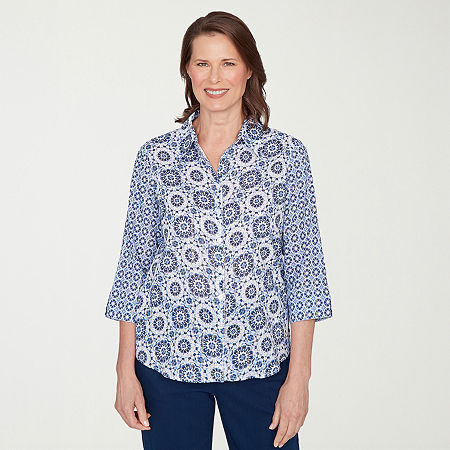 Click here for Alfred Dunner Mykonos Womens Cuffed 3/4 Sleeve But... prices