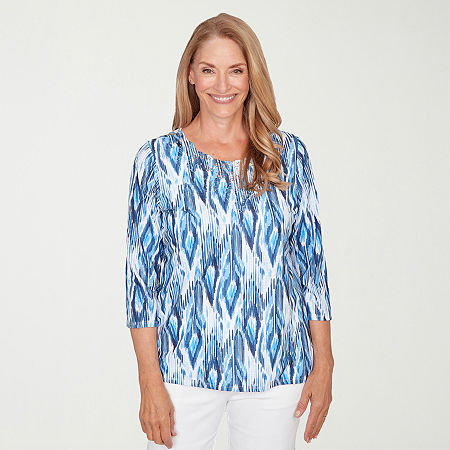 Click here for Alfred Dunner Mykonos Womens Round Neck 3/4 Sleeve... prices