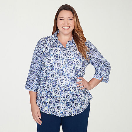 Click here for Alfred Dunner Mykonos Womens Plus Cuffed 3/4 Sleev... prices