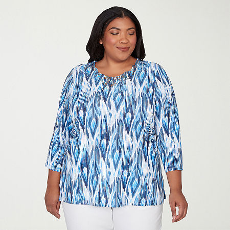 Click here for Alfred Dunner Mykonos Womens Plus Round Neck 3/4 S... prices