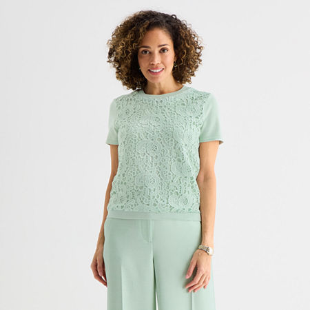 Click here for Liz Claiborne Lace Womens Crew Neck Short Sleeve P... prices