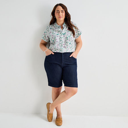 Click here for St. Johns Bay Womens 11 Mid Rise Plus Bermuda Shor... prices