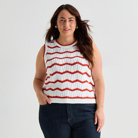 Click here for St. Johns Bay Plus Womens Crew Neck Sleeveless Che... prices