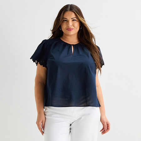 Click here for Liz Claiborne Womens Plus Keyhole Neck Short Sleev... prices