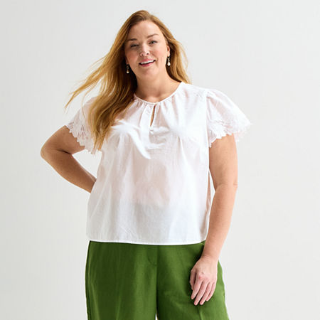 Click here for Liz Claiborne Womens Plus Keyhole Neck Short Sleev... prices
