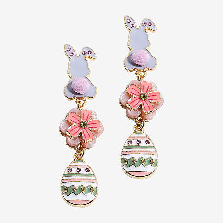 Click here for Mixit Easter Egg Bunny Womens Flower Drop Earrings... prices