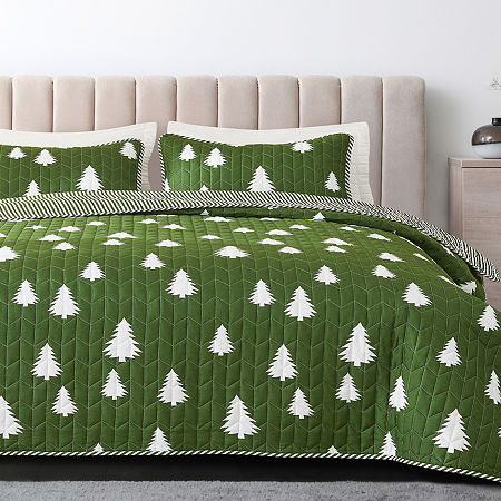 Click here for Linery Lodge Green Trees Reversible Quilt Set  One... prices