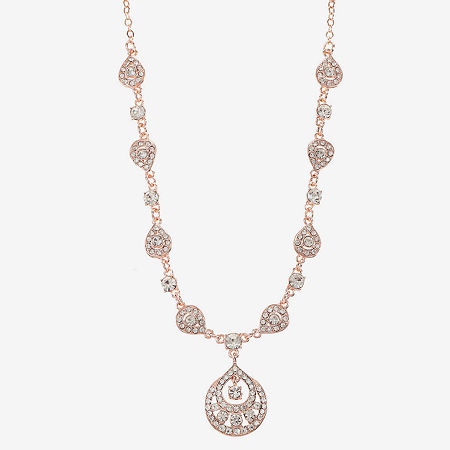 Click here for Monet Jewelry Rose Tone Womens Glass 17 Inch Penda... prices