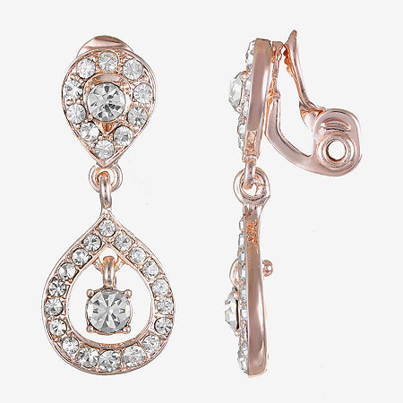 Click here for Monet Jewelry Rose Tone Womens Glass Clip On Earri... prices