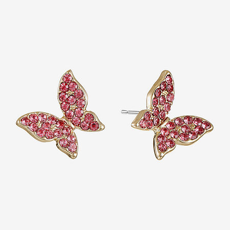 Click here for Monet Jewelry Gold Tone Pink Glass 13mm Butterfly... prices