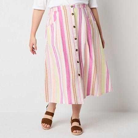 Click here for St. Johns Bay Womens Midi Plus A-Line Skirt  3x  P... prices
