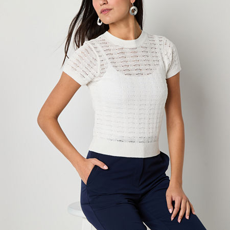 Click here for Worthington Womens Crew Neck Short Sleeve Pullover... prices