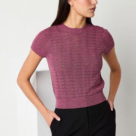 Click here for Worthington Womens Crew Neck Short Sleeve Pullover... prices