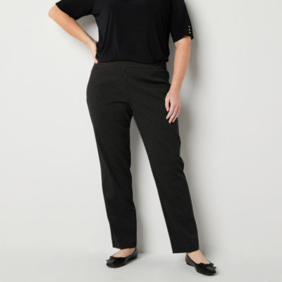 Liz Claiborne-Plus Lisa Womens Mid Rise Straight Pull-On Pants - JCPenney