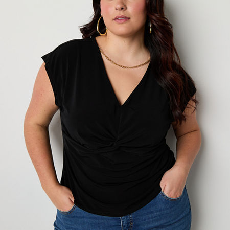 Click here for Bold Elements Womens V Neck Short Sleeve Plus Blou... prices