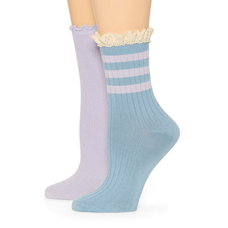 Click here for Arizona Rib Lace Womens 2 Pair Crew Socks  4-10  B... prices