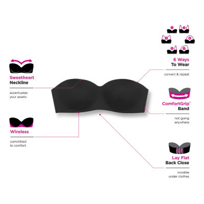 Maidenform Pure Comfort Womens Light Support Bandeau Wireless Strapless ...