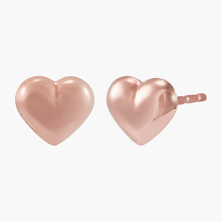 Click here for 14K Gold 6.2mm Heart Stud Earrings  One Size  Rose prices