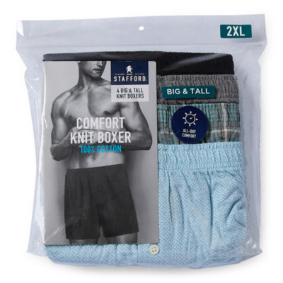 Stafford Knit Mens Big and Tall 4 Pack Boxers 302601, Color: Gray ...