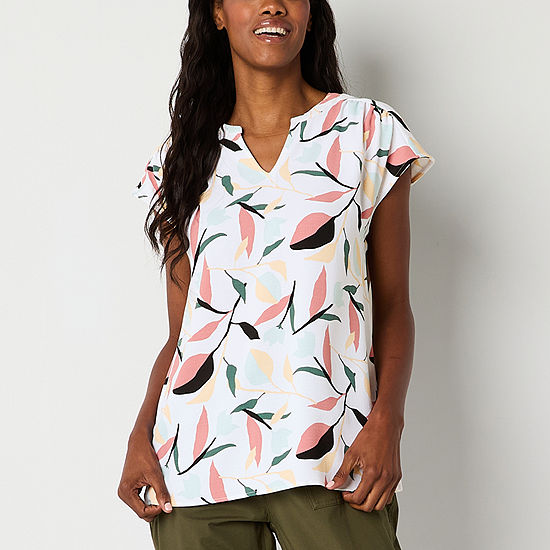 Liz Claiborne Womens Split Crew Neck Short Sleeve Tunic Top, Color ... Liz Claiborne Womens Split Crew Neck Short Sleeve Tunic Top, Color ...