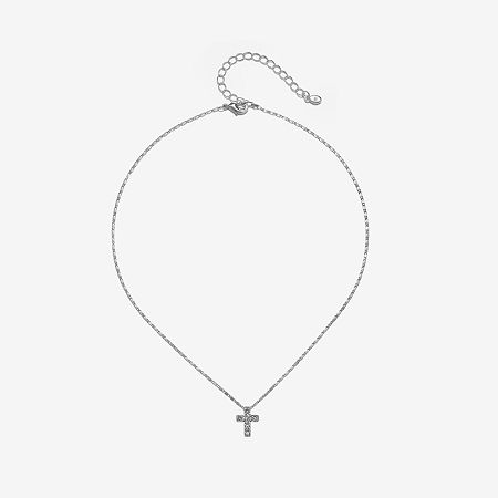 Click here for Bijoux Bar Delicates Silver Tone Womens Glass Cros... prices