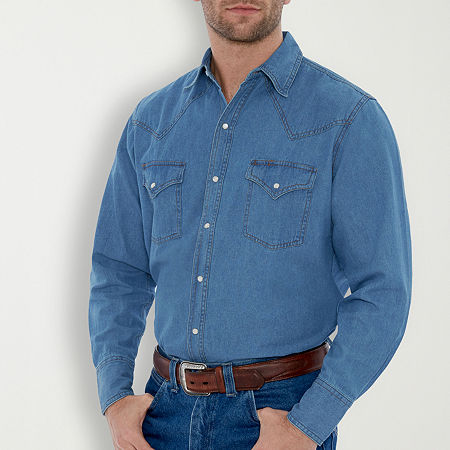 Click here for Ely Cattleman Bleached Denim Mens Long Sleeve West... prices