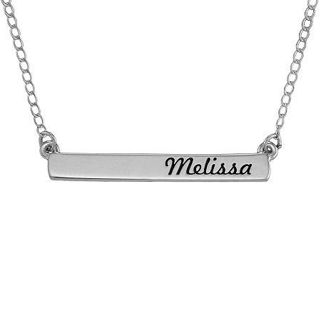 Click here for Personalized 14K White Gold Engraved Name Bar Pend... prices