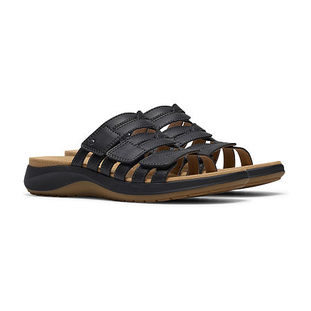 Click here for Clarks Womens Maelynn Flat Sandals  12 Wide  Black prices