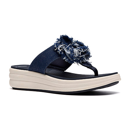 Click here for Clarks Womens Drift Wedge Sandals  7 1/2 Wide  Blu... prices