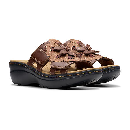 Clarks Collection Womens Merliah2 Belle Wedge Sandals - Brown Multi Leather