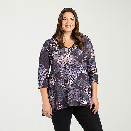 Click here for 24seven Comfort Apparel Plus Size Gray Abstract Pr... prices
